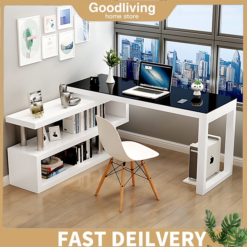 Study Table With Book Shelf 360 rotating Computer Table Study Desk ...