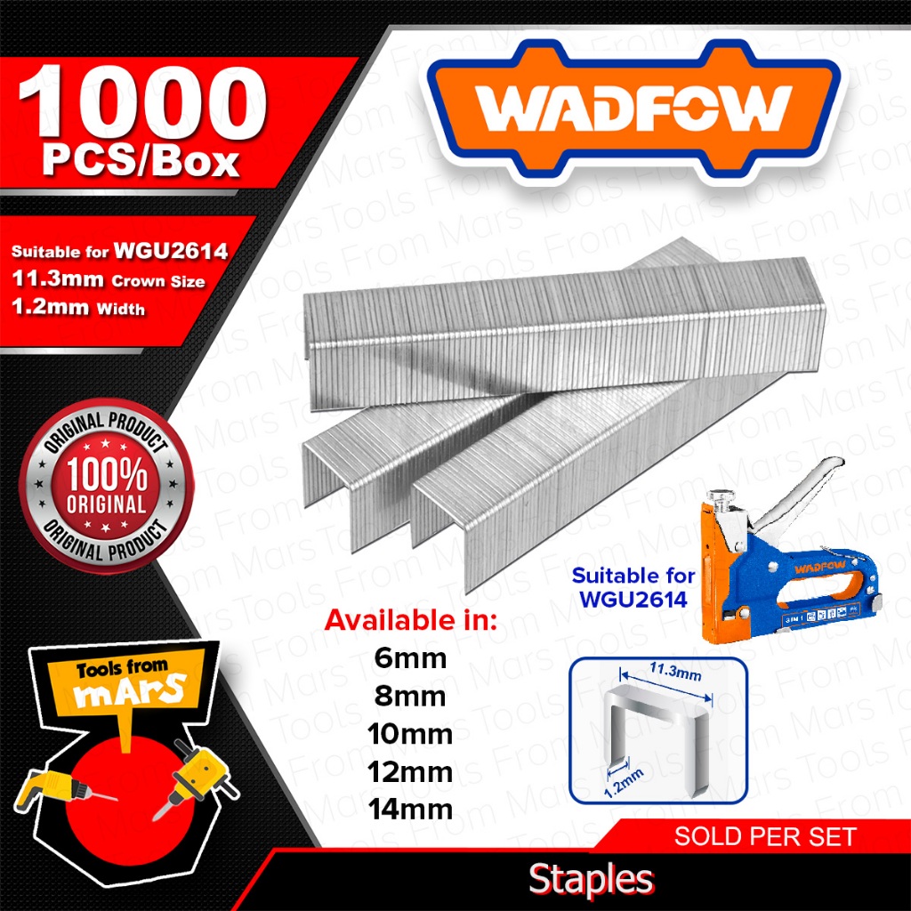 Wadfow 1000PCS/SET Staple Wire 1.2mm / 6mm-14mm Heavy Duty for WGU2614 ...