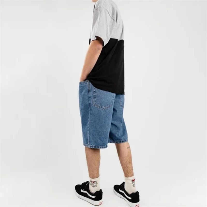 DENIM JORTS FOR MENS NEW ARRIVAL FADED BLUE COLOR KNEE LENGTH | Shopee ...