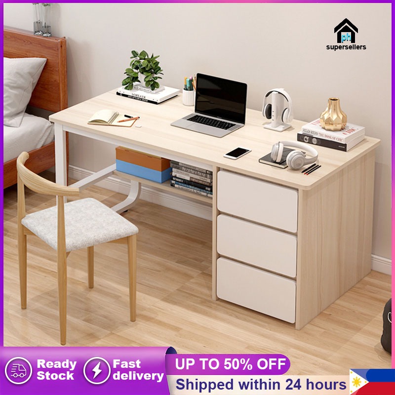 Computer Table With Drawer Wooden Student Study Table Modern Writing ...