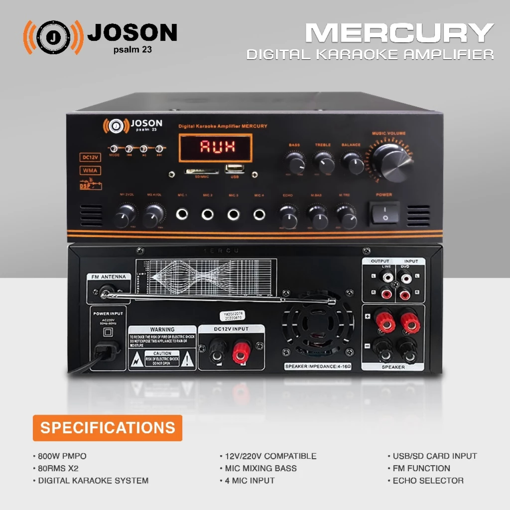 Joson MERCURY Professional Digital Karaoke Amplifier Channel Stereo ...