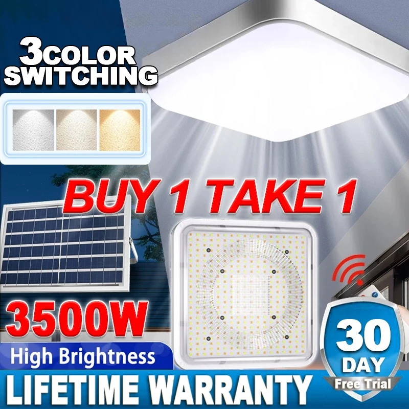 Solar Ceiling Light 5000W LED IP67 Solar Light outdoor waterproof 3 ...