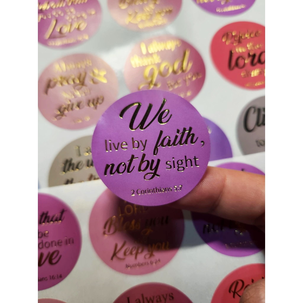 12Pcs Round ( Gold Text ) Bible Verses / Inspirational Quotes Label ...