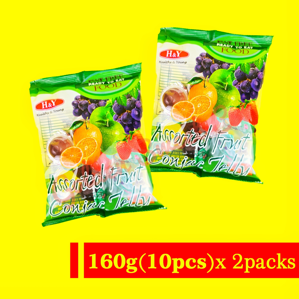 H&Y 160g (10pcs) ASSORTED CONJAC JELLY WITH NATA DE COCO LOCAL PREMIUM JELLY SNACK 160g/pack ...