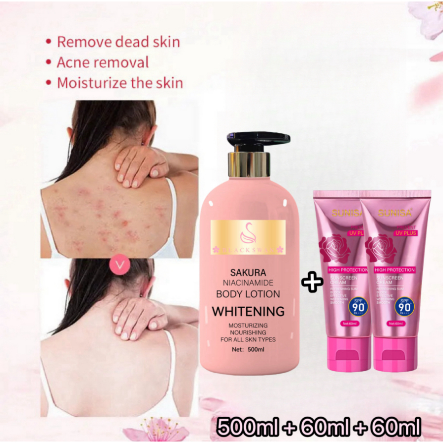 1*500ML Black Swan Niacinamide Body Lotion Sakura Whitening& SUNISA ...