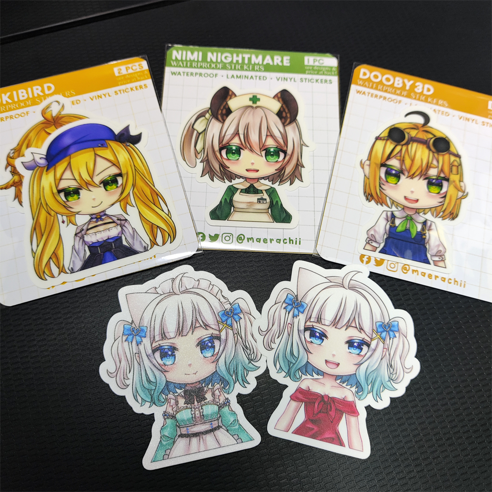 Indie VTubers- Dokibird, Nimi Nightmare, Dooby3D & Mint Fantome Waterproof Vinyl Sticker l ...