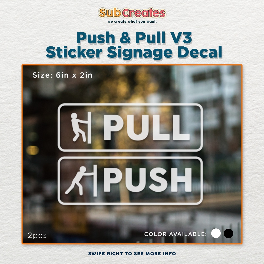 Push and Pull Shop Signage Decals V3 - Good for Glass Doors/Windows (by ...