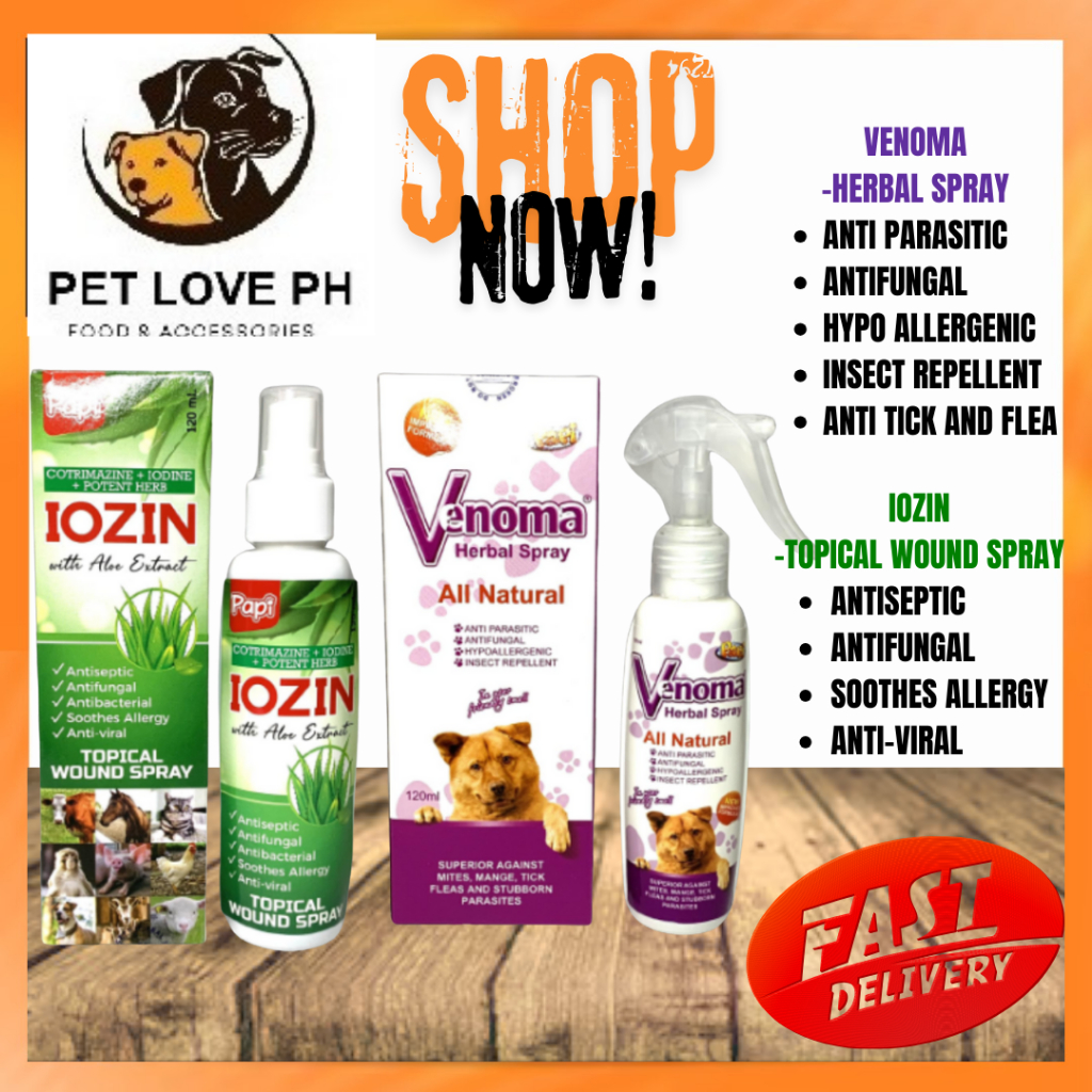 papi iozin spray & papi venoma spray for pets (herbal & topical wound ...