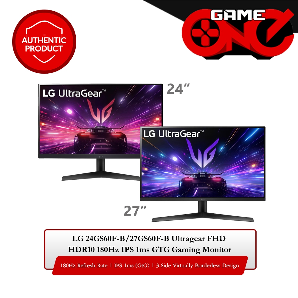 LG 24GS60F-B/27GS60F-B Ultragear FHD HDR10 180Hz IPS 1ms GTG Gaming ...