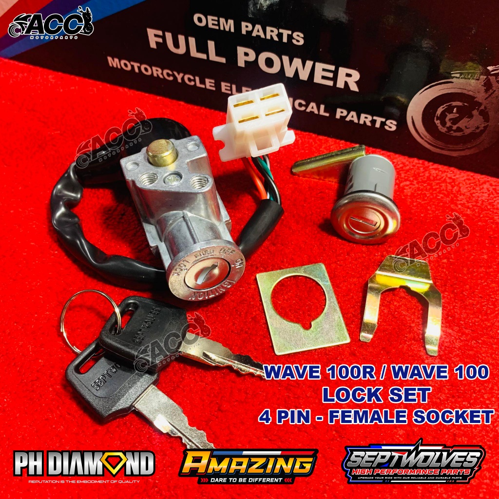 Wave 100r / Wave 100 4 Pin Lock Set & Main Ignition Switch with Keys ...