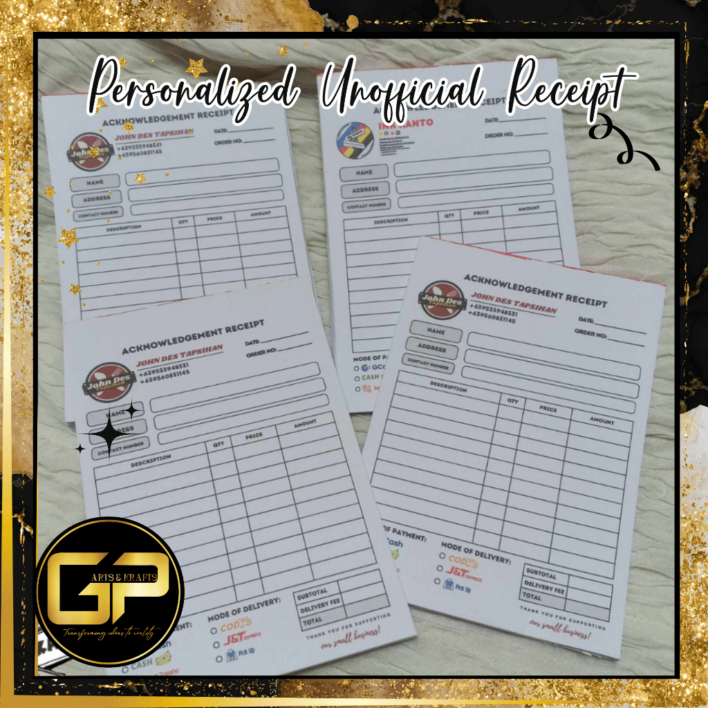 Personalized Acknowledgement Receipt | Unofficial | A5 Size | Shopee ...