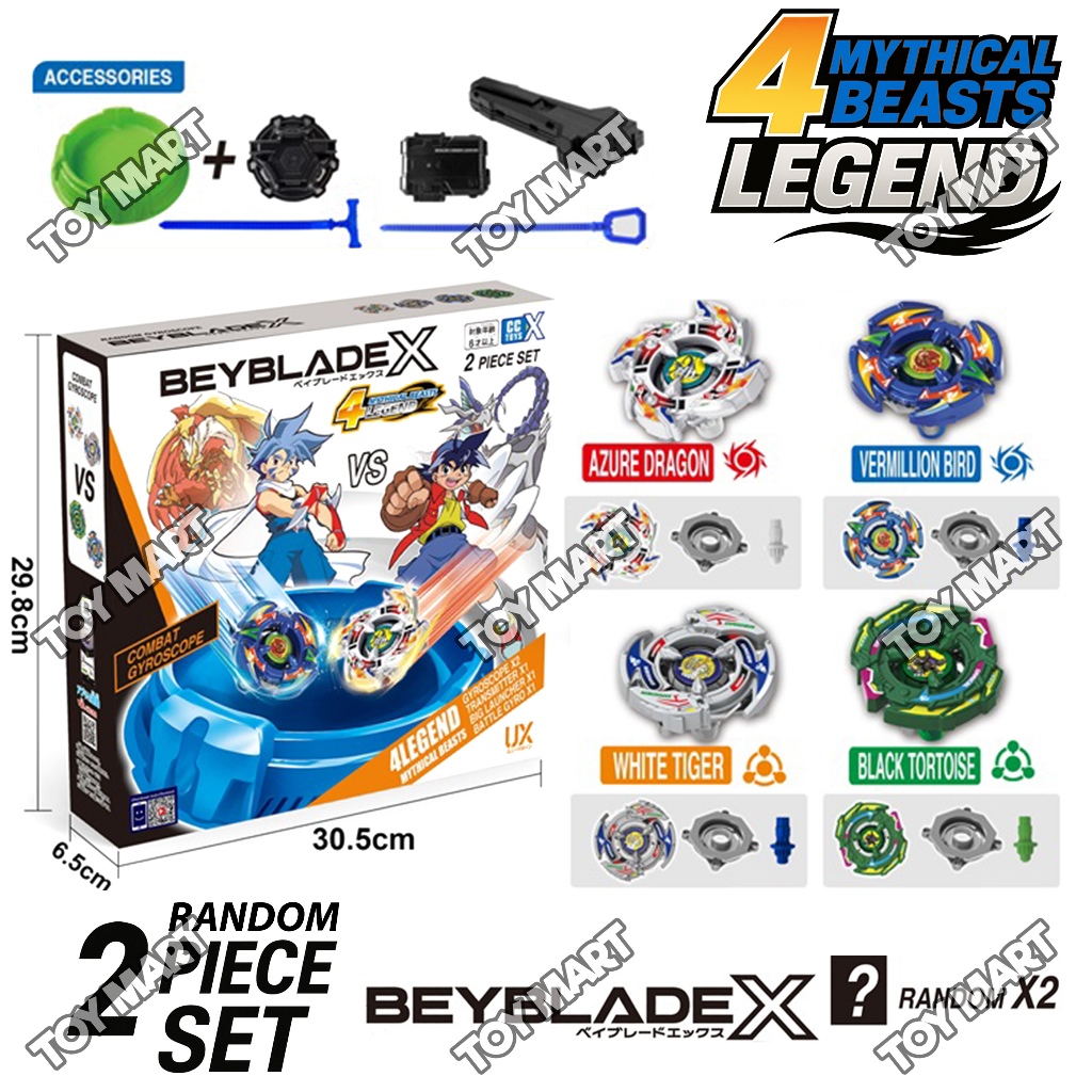 Beyblade X Four Mythical Beasts Battle Set w/ 2 Random Spinner Tops ...