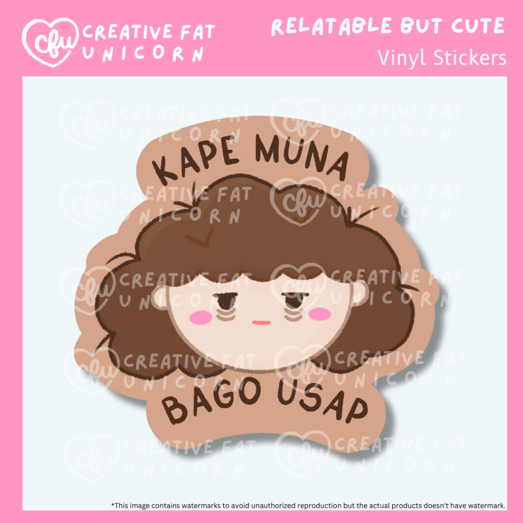 Kape Muna Bago Usap Waterproof Vinyl Sticker | for Tumblers, Laptops ...