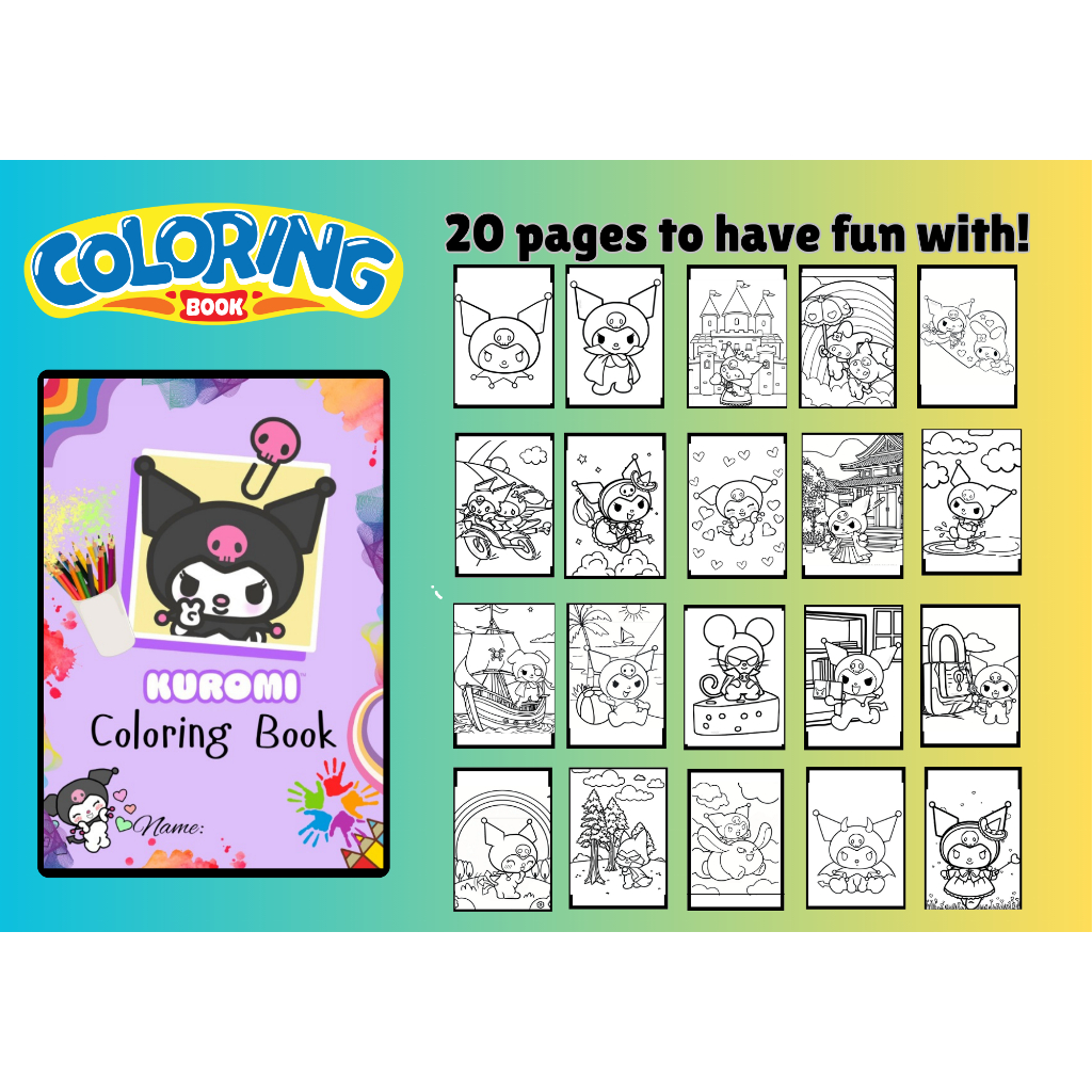 KUROMI COLORING BOOK FOR TODDLERS | KIDS | BOYS AND GIRLS | 20 PAGES ...