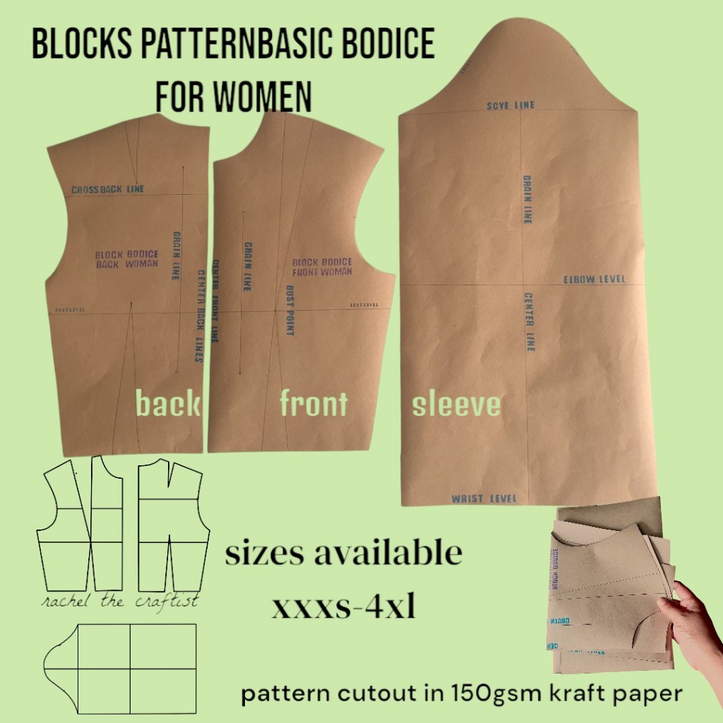 Basic Blocks bodice pattern with sleeve for Woman | Shopee Malaysia