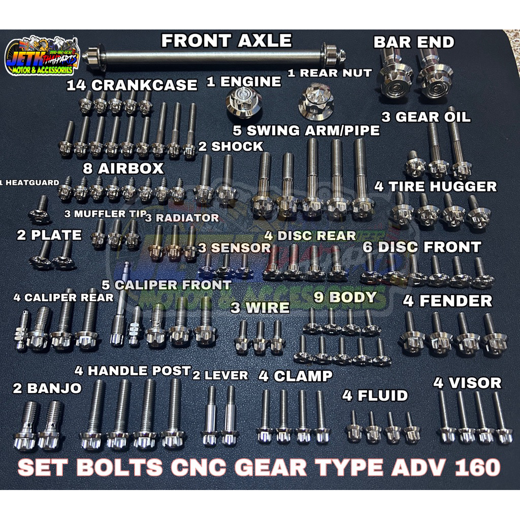 HONDA ADV 150-160 SET BOLT CNC GEAR TYPE SC SIAM BRAND (STAINLESS ...