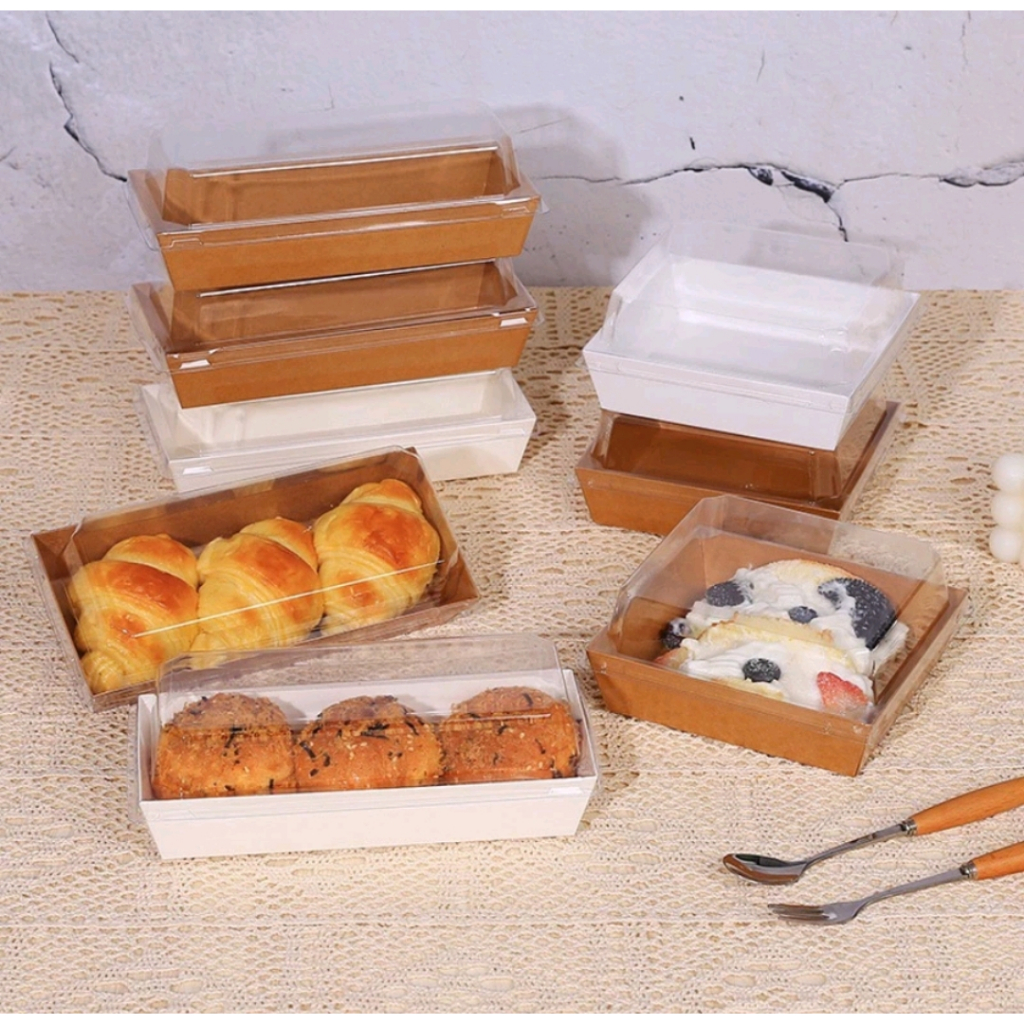 Kraft Sushi Tray Sandwich Box with Lid Pastry Dessert Box Cupcak ...