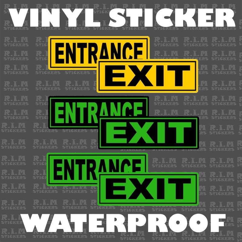 ENTRANCE EXIT SIGNAGE Vinyl Sticker Waterproof logo HIGH QUALITY (3”x9 ...