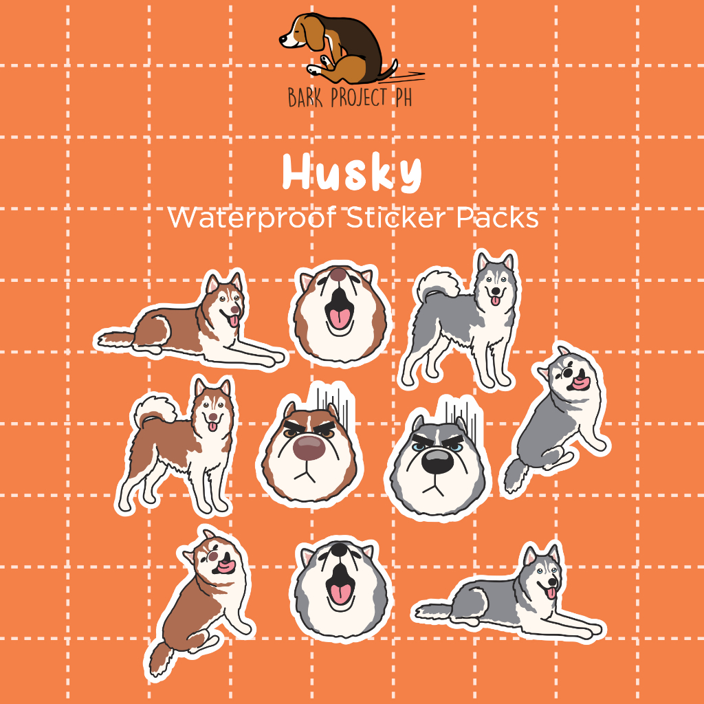Bark Project Husky vinyl waterproof sticker pack | Shopee Malaysia