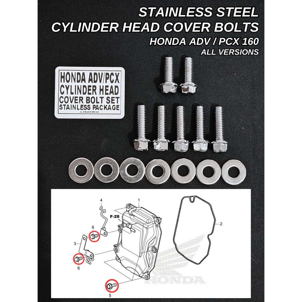 HONDA ADV/PCX 160 Cylinder Head Cover Bolt Set Stainless Bolt Steel ...