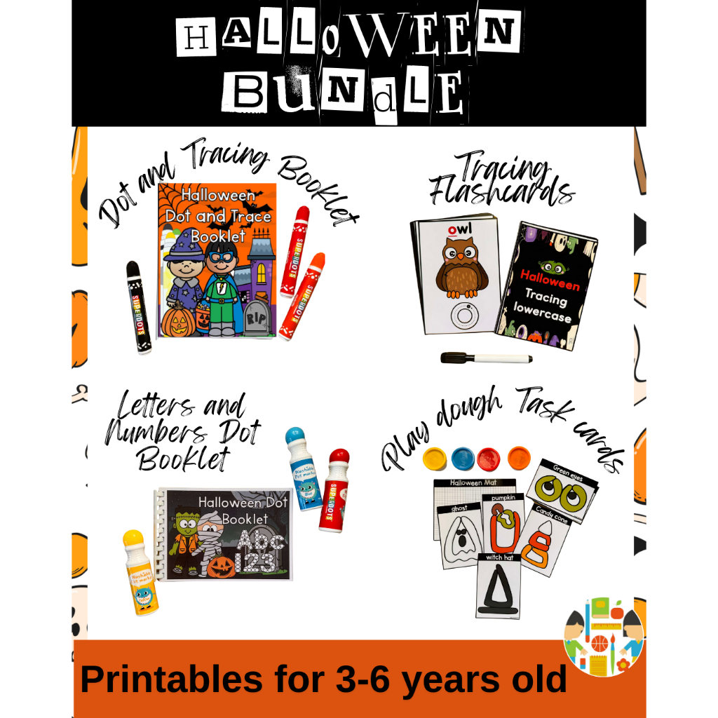 Halloween Activity Bundle for Kids: Dot & Tracing Booklets, Flashcards ...