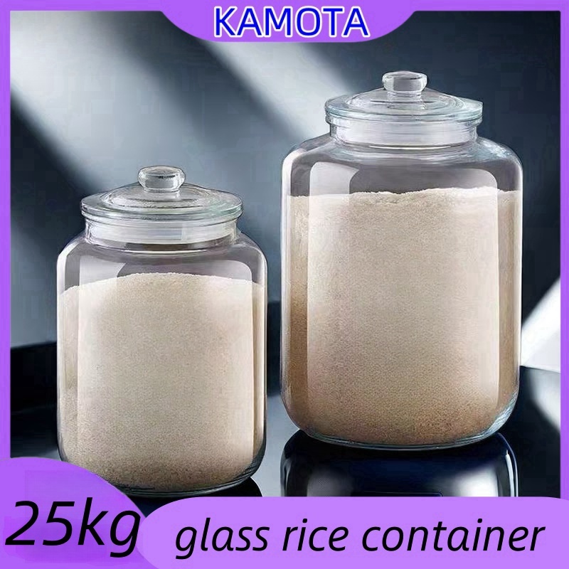 rice storage keeper container 25kg/10 kg airtight glass container for ...