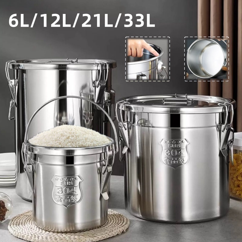 rice dispenser metal 25 kg stainless rice bucket banga lagayan ng bigas ...