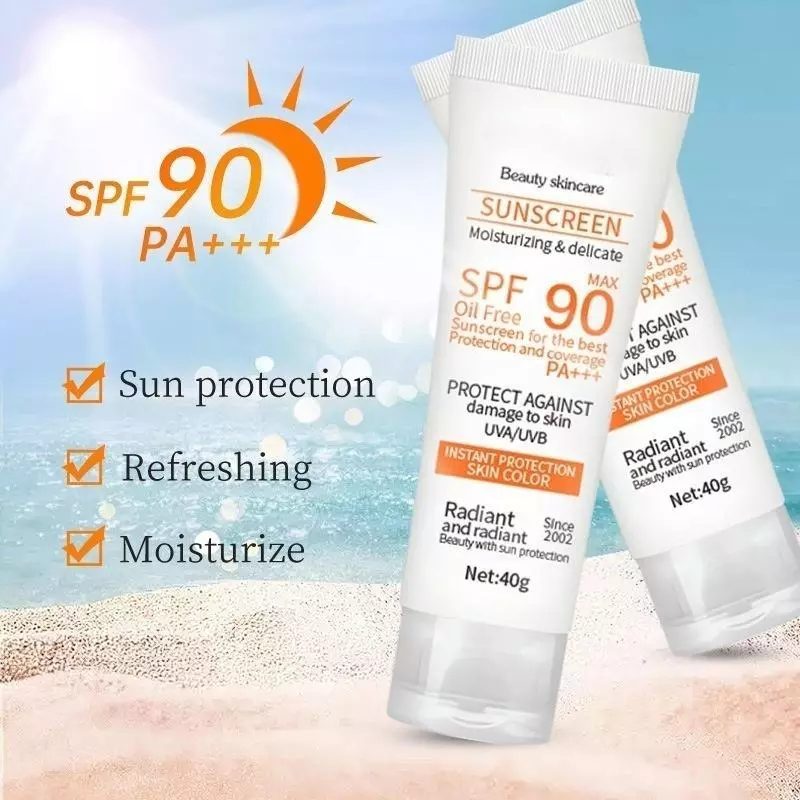 Facial Sunscreen Cream SPF 90 PA+ Moisturizing Skin Protect Sunblock ...