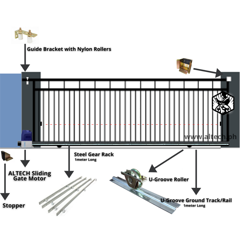 Sliding Guide With 2 Nylon Roller Wheels And Bracket Complete Set ...