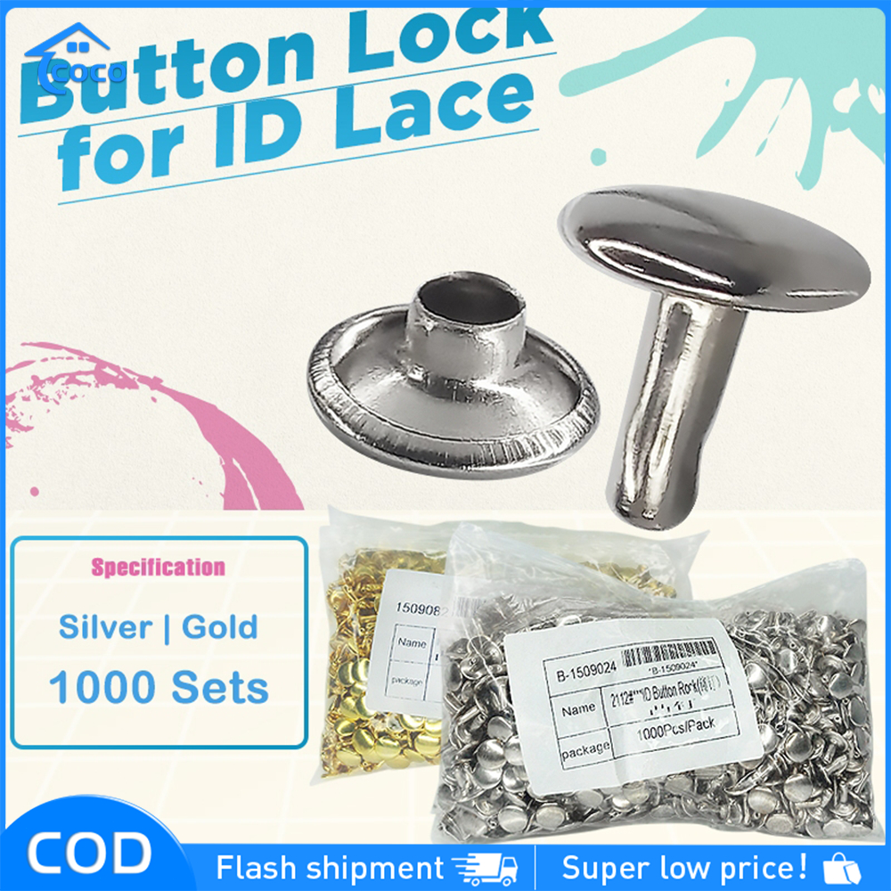 1000sets Button Rock for ID Lace Lanyard Making Gold / Silver (Button ...