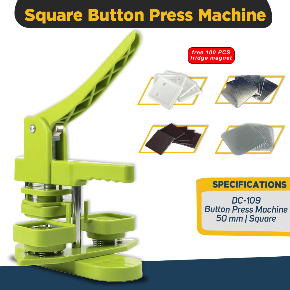 Square Button Press Machine 50mm with Fridge Magnet 100set (2inch ...