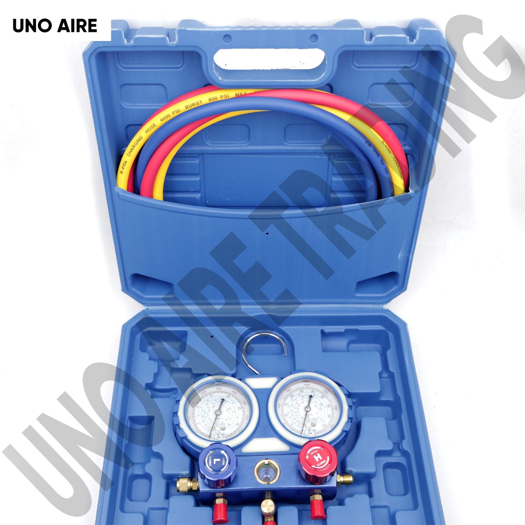Gauge Manifold for R410a R22 R134a R404a with Charging Hose and Blue ...