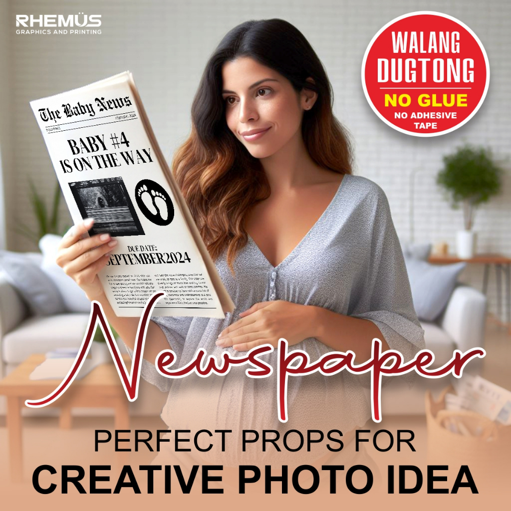 2-pg NEWSPAPER props for Wedding Baby photoshoot photography photo •BW Tabloid Sz• RHEMUS ...