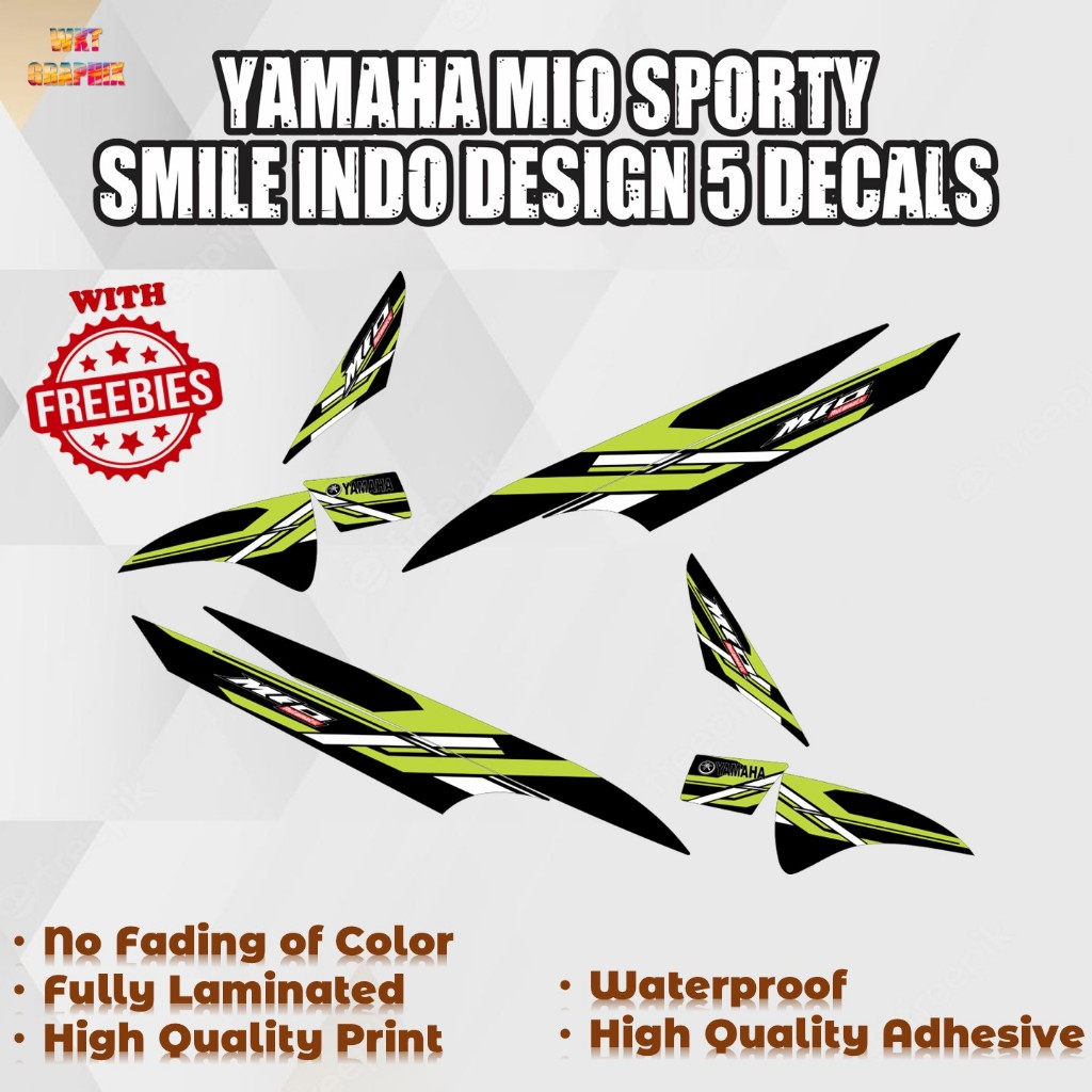 YAMAHA MIO SPORTY SMILE INDO DESIGN 5 DECALS (WATERPROOF, LAMINATED ...