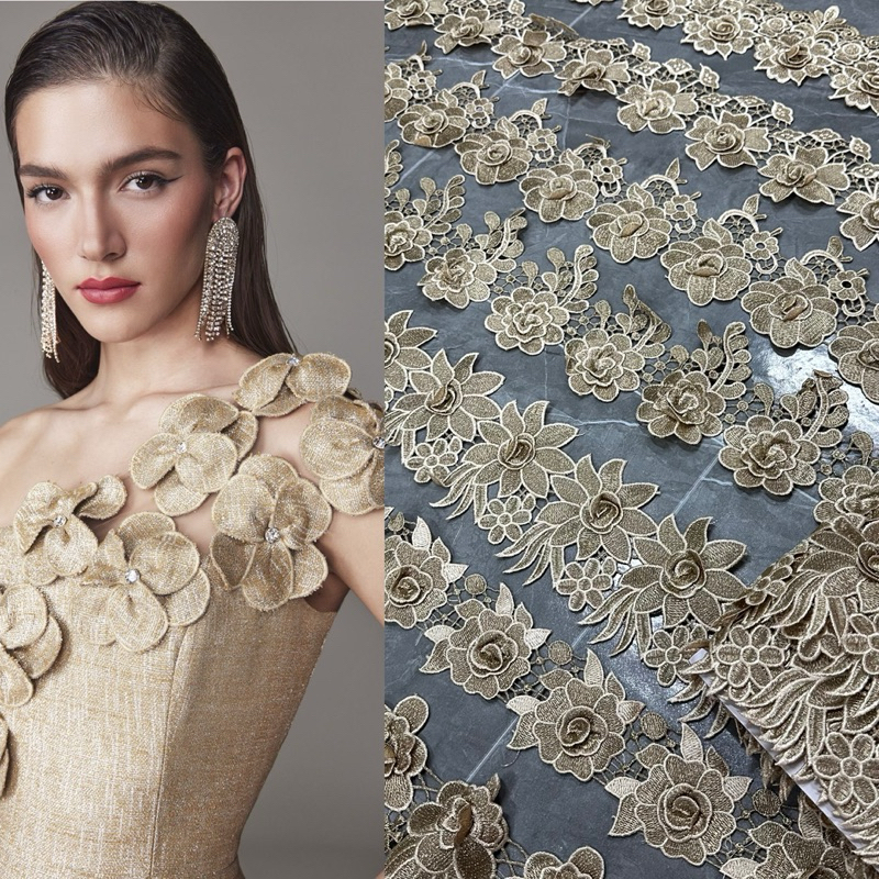 Floral Applique Metallic Trimmings Lt Gold (Per Yard) | Shopee Malaysia