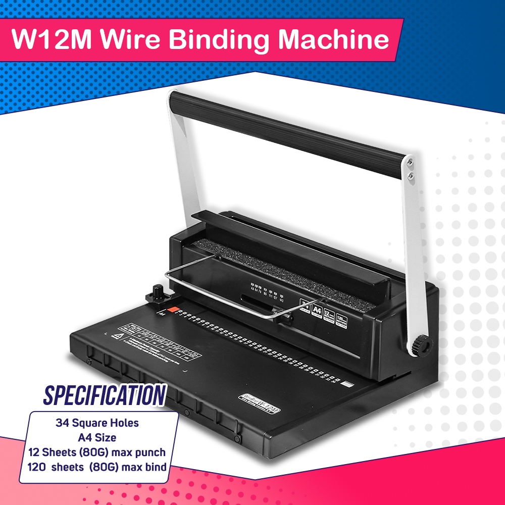 Wire Binding Machine Q-W12M A4 Size Heavy Duty Binder 3:1 Pitch Double ...