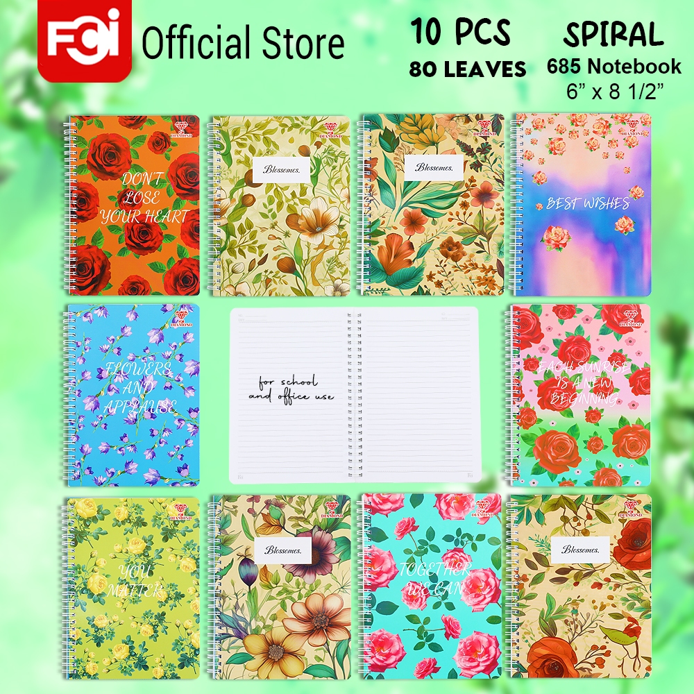 FCI SPIRAL NOTEBOOK Flower Assorted Design 80's 1pc Double-Loop Wire ...