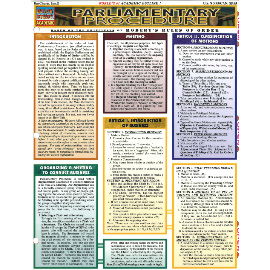 Quick Study Academic Parliamentary Procedures Laminated | Shopee Malaysia