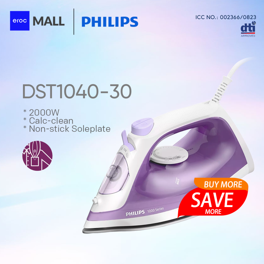 Philips DST1040/30 Non-Stick Soleplate Calc Clean Garment Care Steam ...