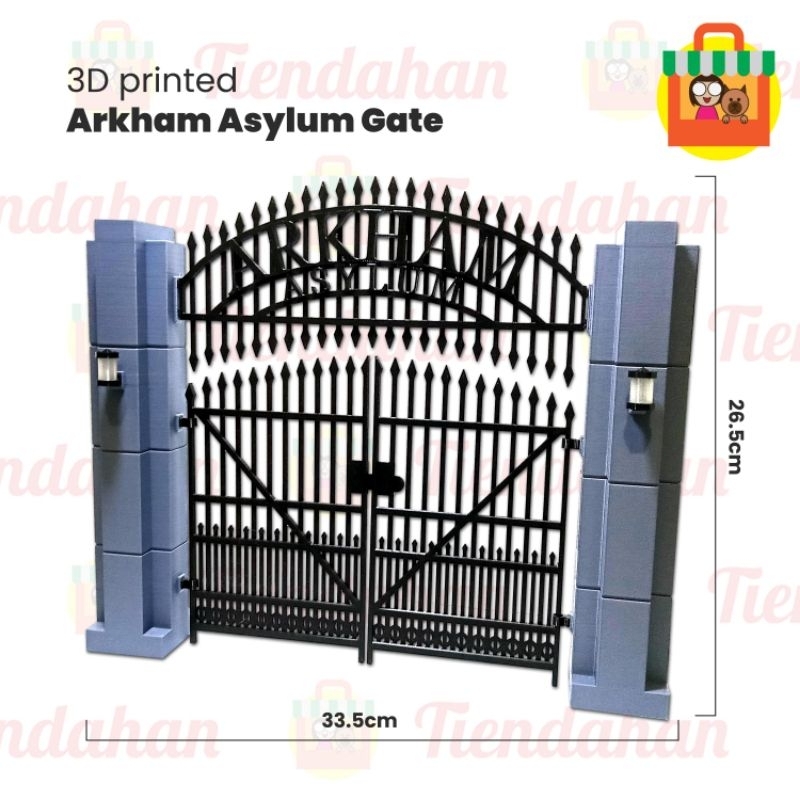 3D-Printed Arkham Asylum Gate for Diorama and Action Figure Background ...