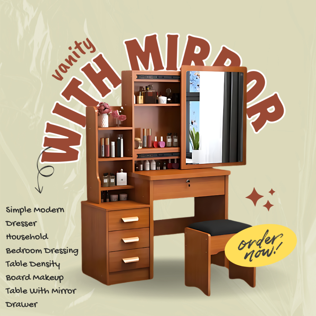 Simple Modern Dresser WITH CHAIR Household Dressing Table Density Board ...