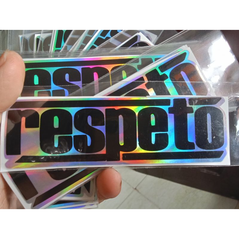 RESPETO HOLOGRAPHIC BLACK STICKER FOR MOTOR AND CAR STICKER size 1.2 X ...