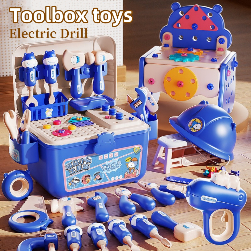 DIY 3D Drill Tool Kit Toy Toolbox Toy Set with Electric Drill Pretend ...