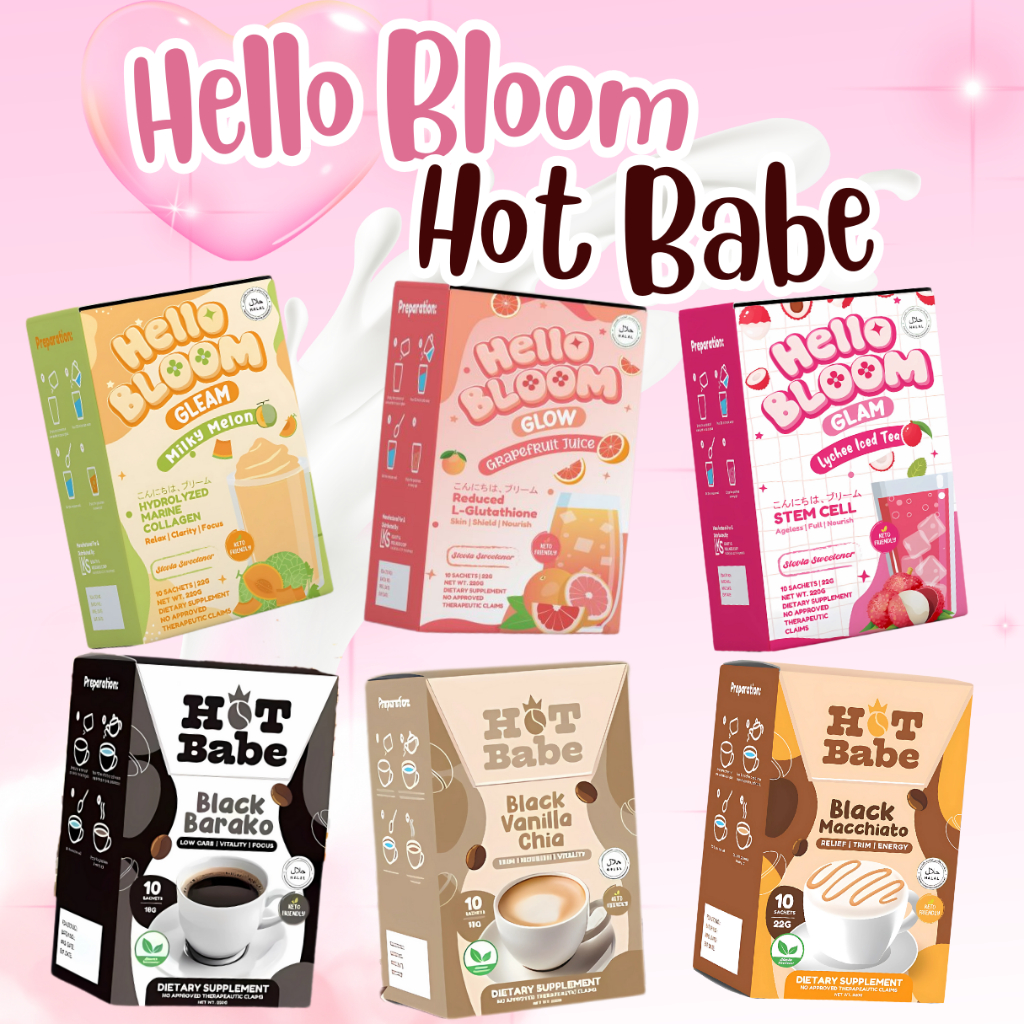 Hello Bloom Gleam & Hot Babe Drinks (10 Sachet in 1 Pack 18g) Glow Powder Drink Products ...