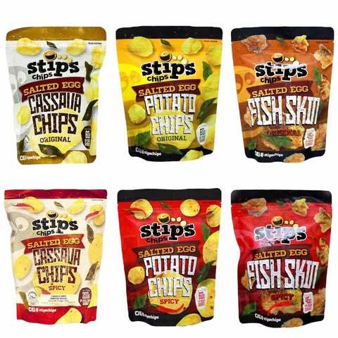 Stips Chips Salted Egg in Cassava Chips, Potato Chips and Fish Skin ...