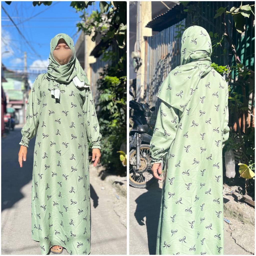 Balabal Style Hijab and Dress Terno Cotton Popline Prayer Dress Islamic ...