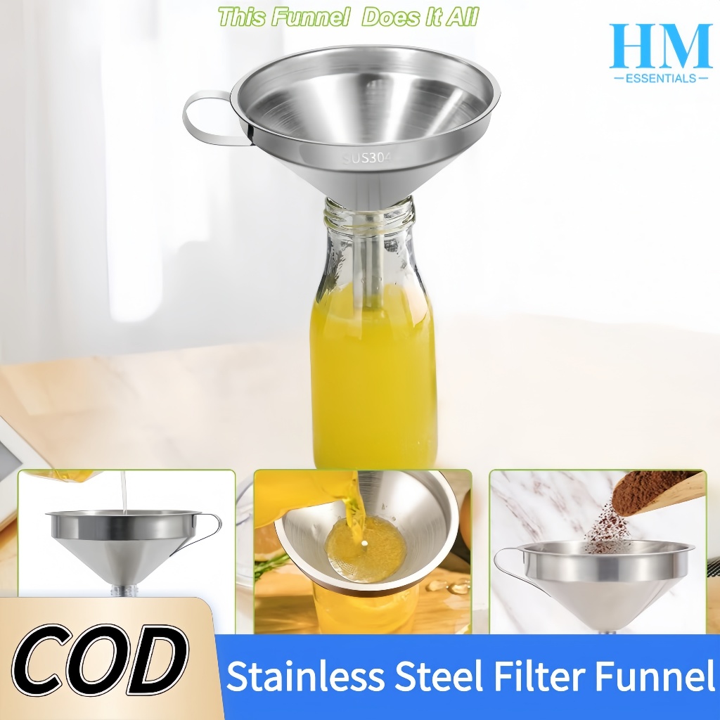 304 Stainless Steel Funnel Kitchen Oil Liquid Funnel Metal Funnel with ...