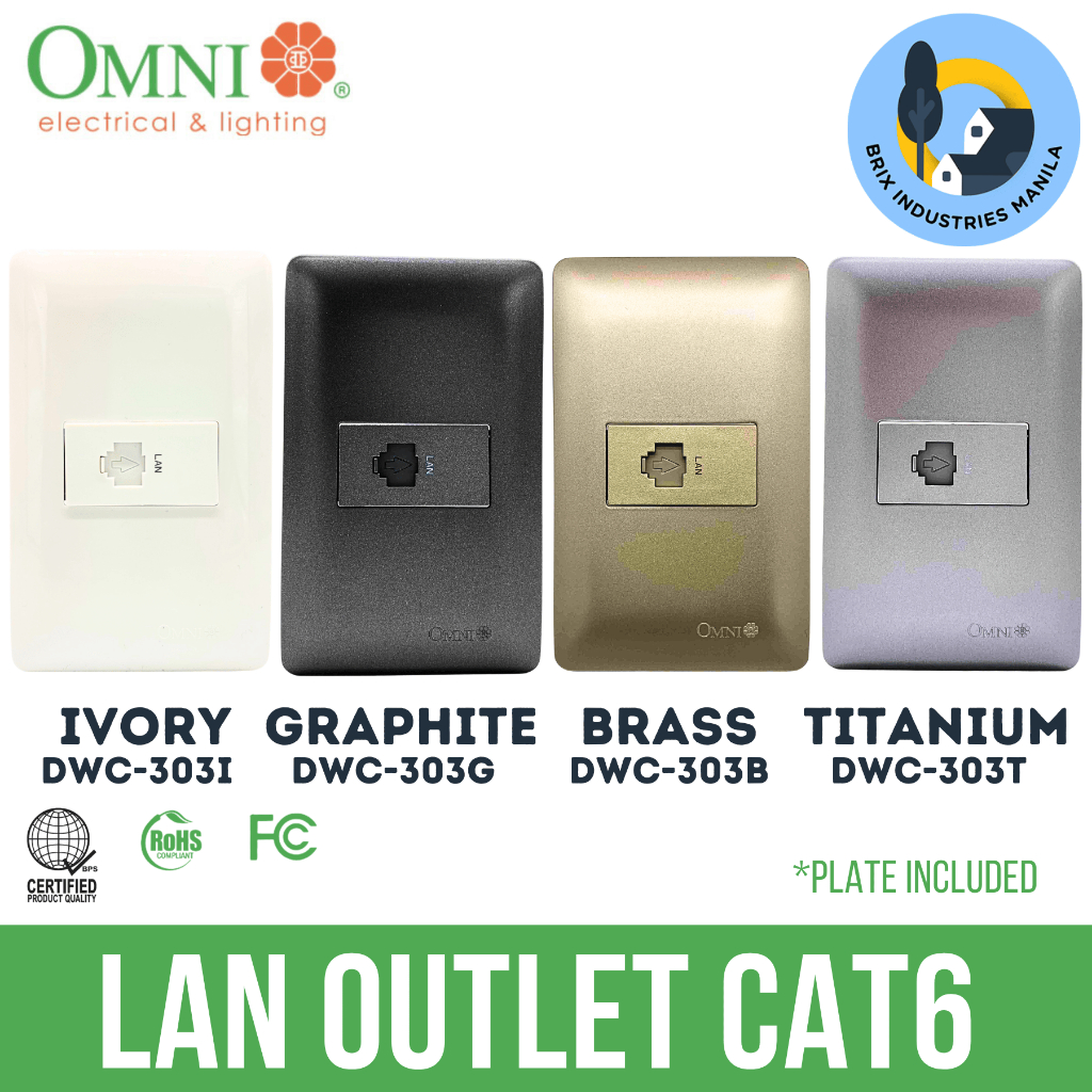 Omni Designer Series LAN CAT6 Outlet 1 Gang Set All Colors Available ...