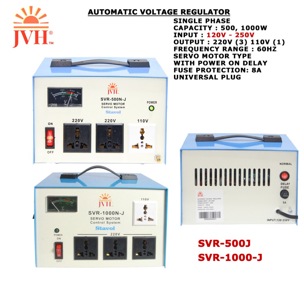 JVH Automatic Voltage Stabilizer & Transformer 120V - 250V 500W– 2000W ...