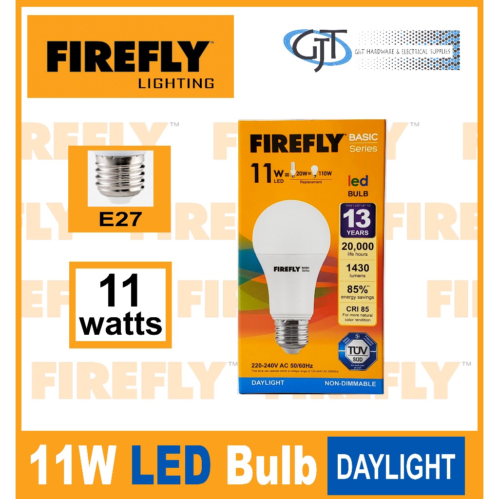 FIREFLY Basic Series LED A- Bulb 11W (DAYLIGHT/WHITE/6500K) | Shopee ...
